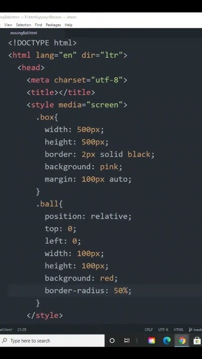 Moving Ball With Html And Css Animation Shorts Coding Webdevelopment Css Html Animation