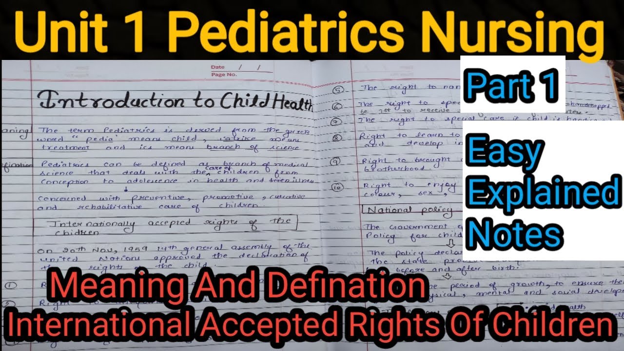 Definition of Pediatrics And International Accepted Rights of Children ...
