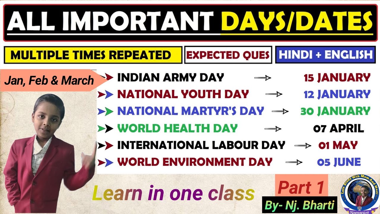 Important dates and days || National/International Days 2024 || LET'S ...