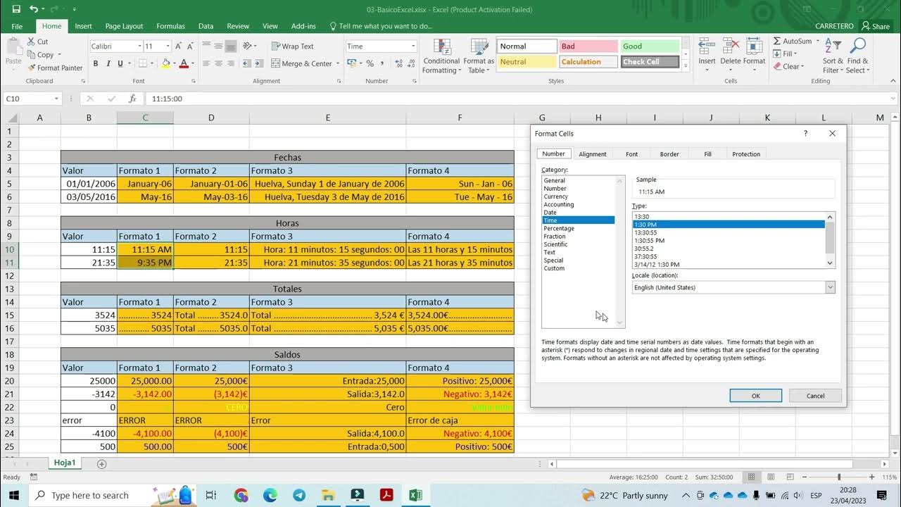 Excel Basic Exercises Justo Rodríguez - YouTube