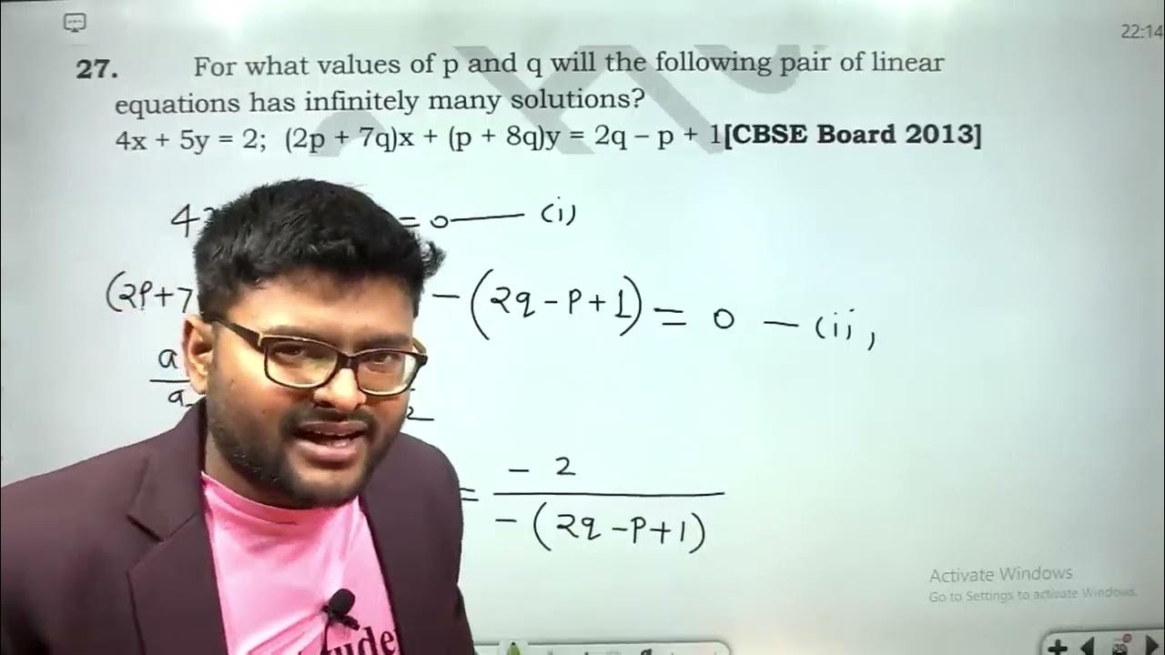 For what values of p and q will the following pair of linear equations ...