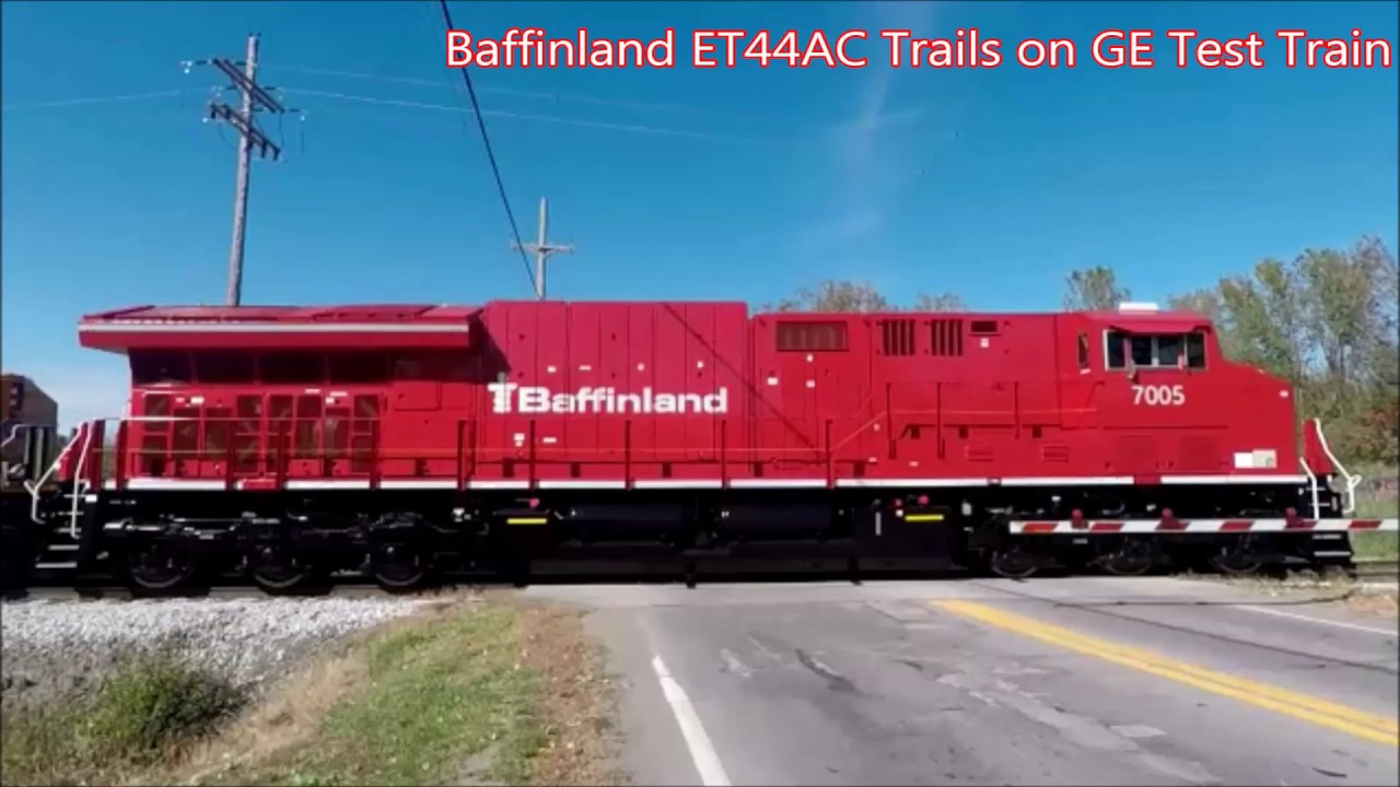 Baffinland ET44AC Trails on GE Test Train - YouTube