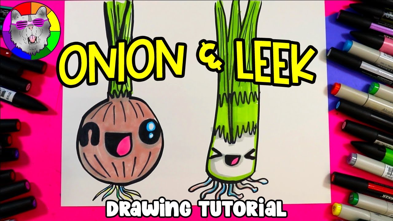 How to Draw a Cute Onion and Leek for KIDS! - YouTube