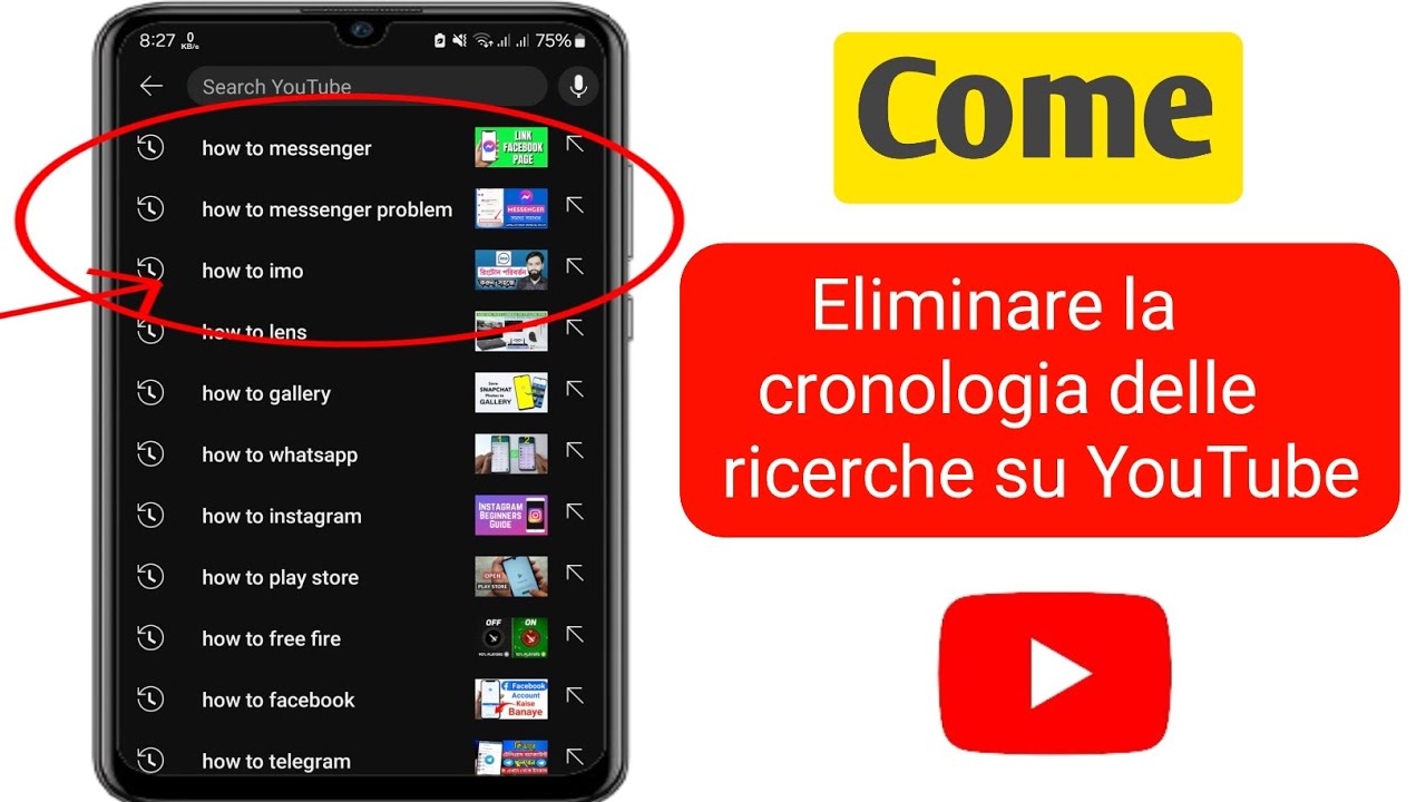 Come eliminare la cronologia delle ricerche sull'app YouTube | ricerche ...