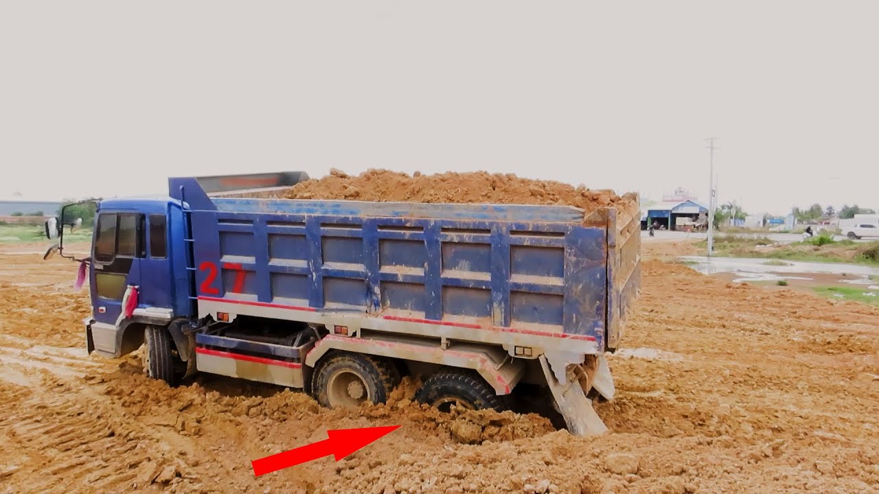 Heavy Equipment Bulldozer And Dump Truck Fails Stuck In Mud, Skills ...