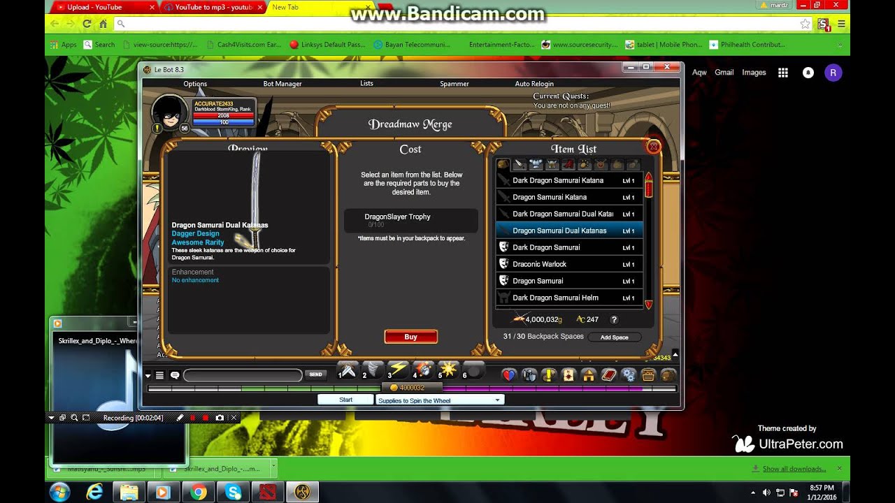 Aqw Getting Dragon Samurai Dual Katana - YouTube