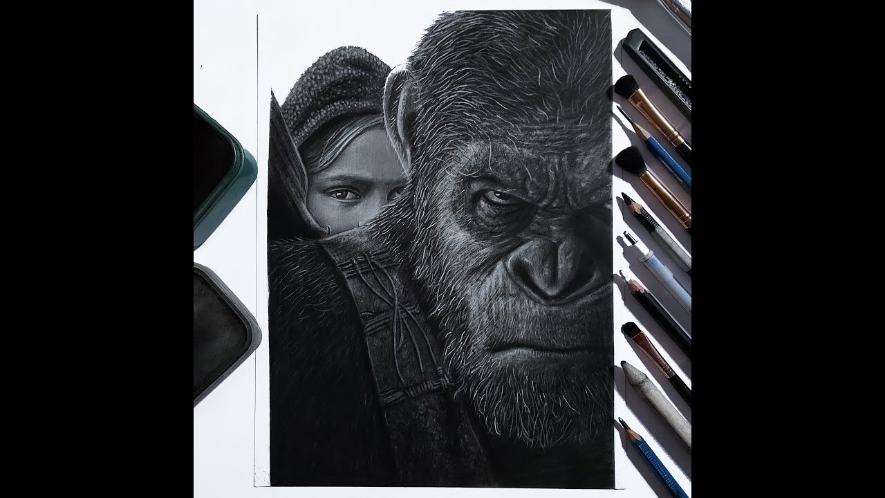 Drawing Caesar - Planet of the Apes - YouTube