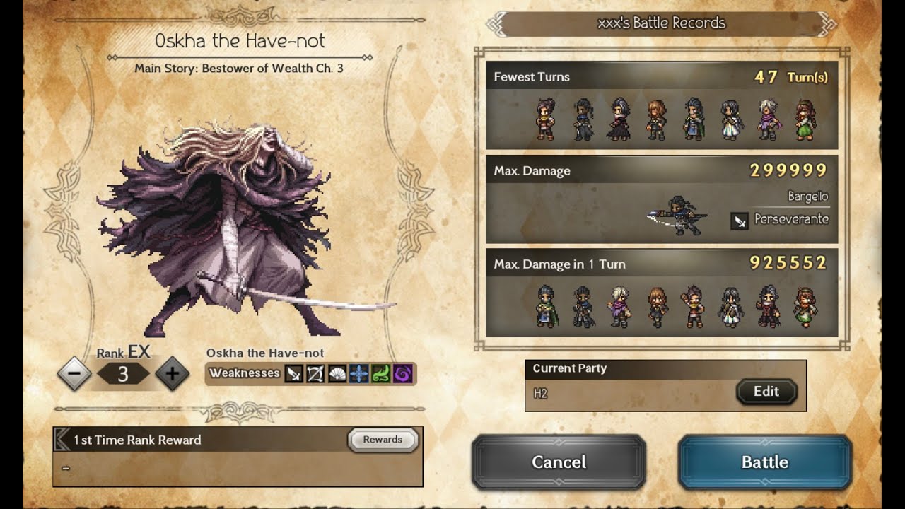 Octopath Traveler: CotC EX3 Oskha the Have-not (Canary Tank) - YouTube
