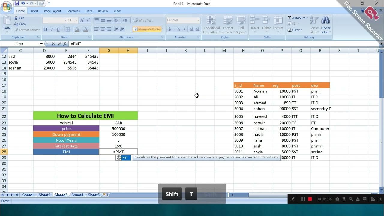 How to use PMT formula in excel 2007 - YouTube