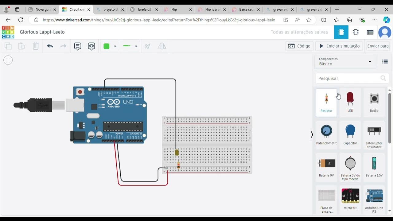 Tarefa 02- Usando o Tinkercad e acendendo um led. - YouTube