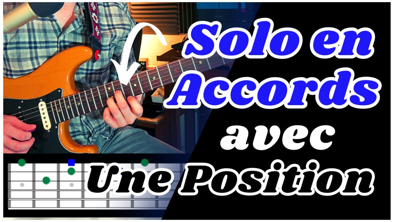 Déplace cette position sur le manche de ta guitare pour faire une impro en accords facilement ...