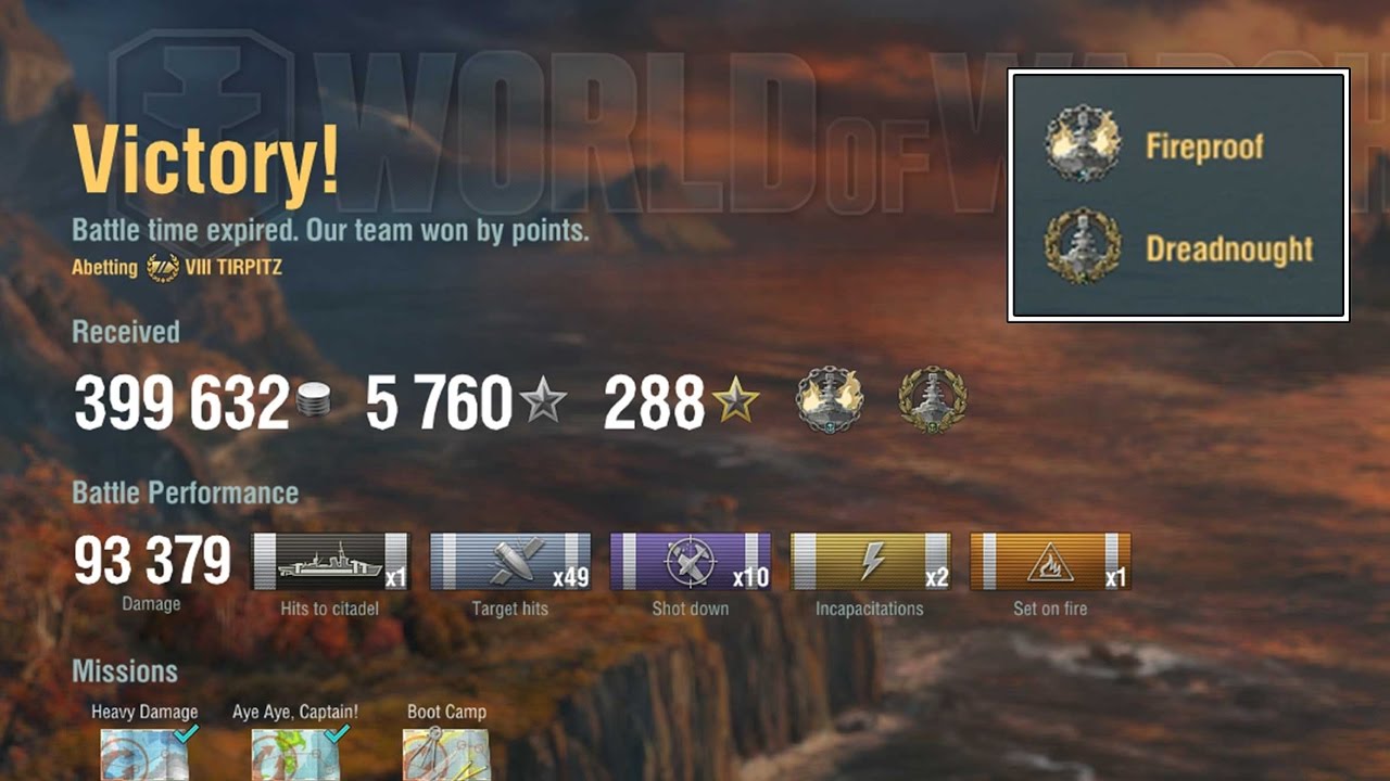 World of Warships, Tirpitz, 400k credits, 93k dmg, 17k commander XP (6k ...
