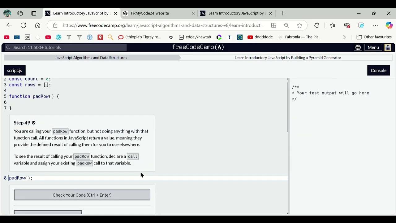 Learn Introductory JavaScript by Building a Pyramid Generator Step 47-50 freeCodeCamp.org - YouTube