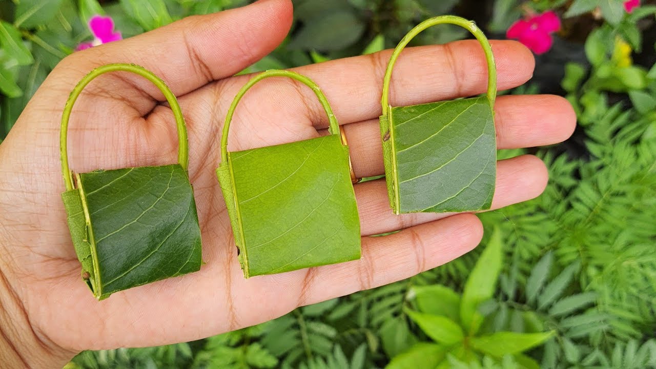 How to make Mango Leaf Bag | DIY Leaf Craft | Leaf Bag Making | How to ...
