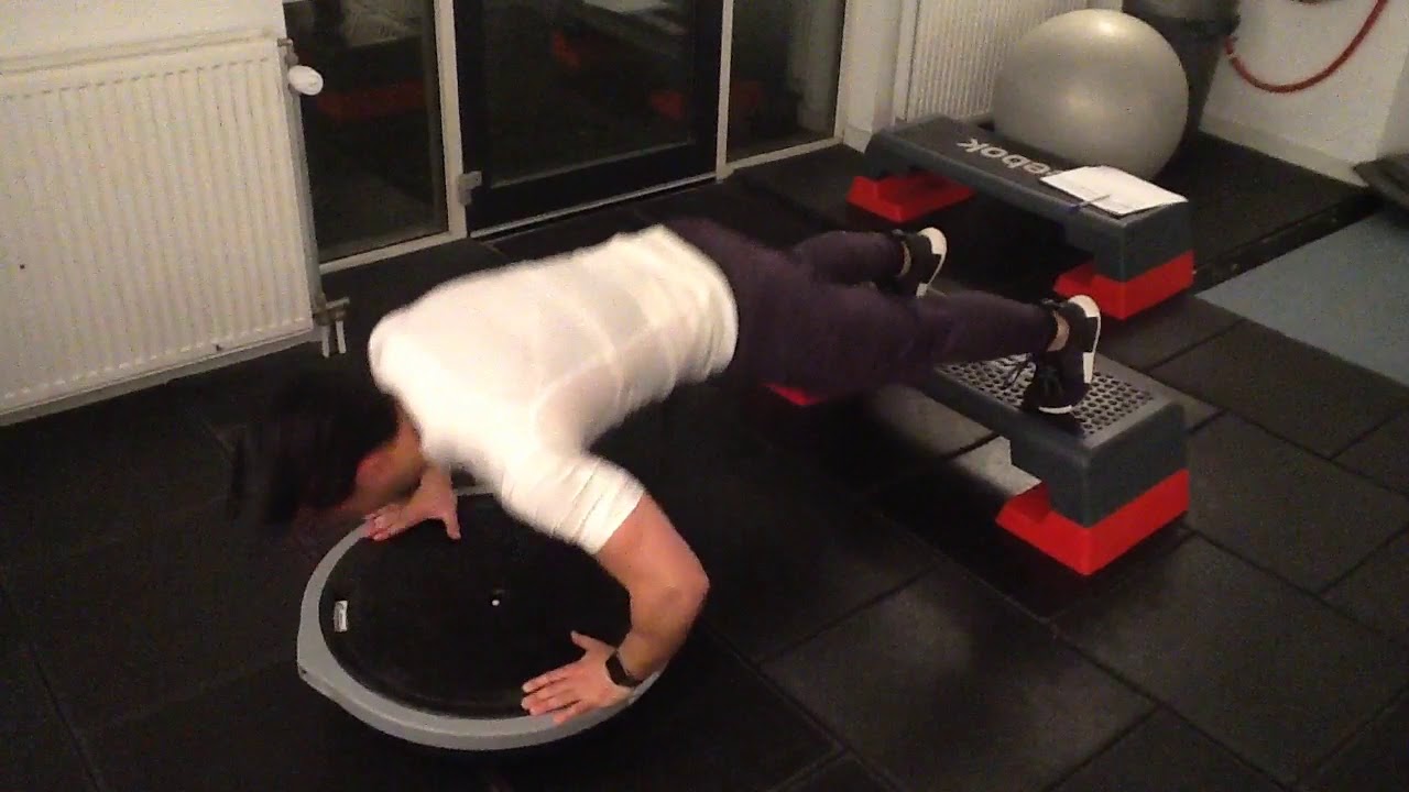 Bosu ball step push up - YouTube