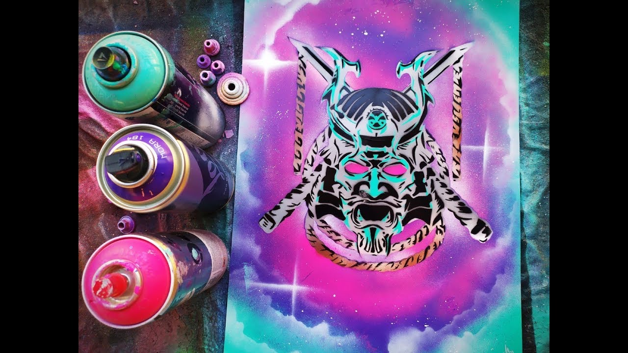 Spray Painting Samurai Helmet - Sacha Walker Street Art 2019 - YouTube