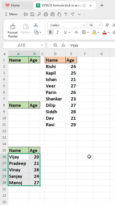 VSTACK formula trick in excel #exceltutorial #exceltips #exceltricks # ...