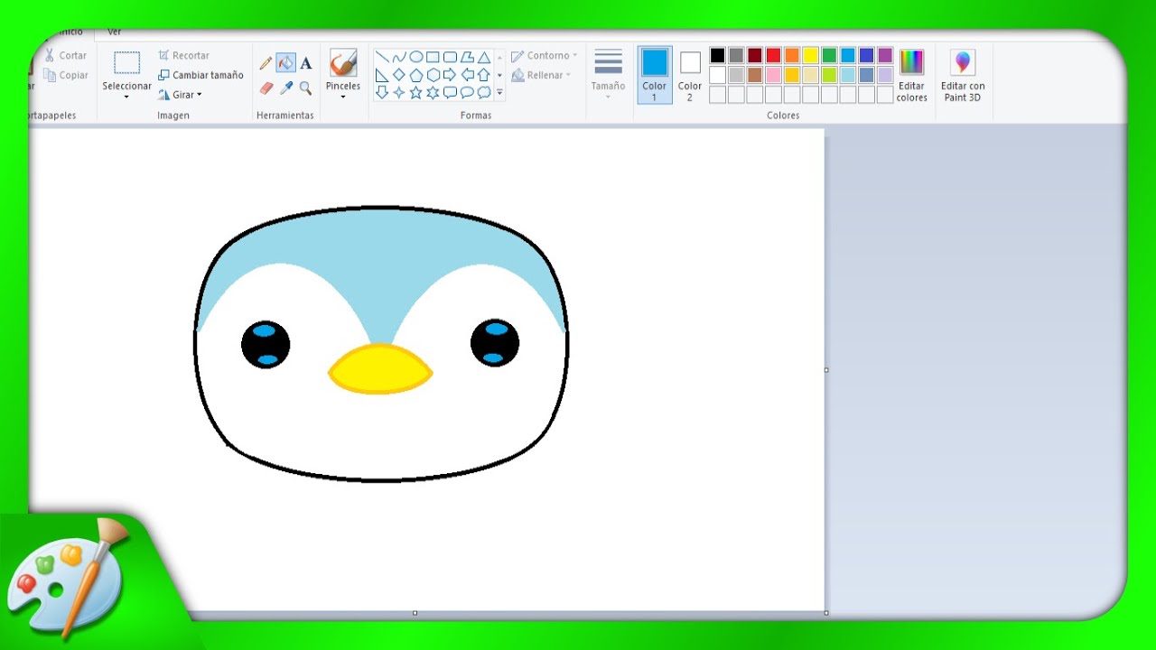Dibujos en Paint 120 - Cómo Dibujar Un Pingüino - YouTube