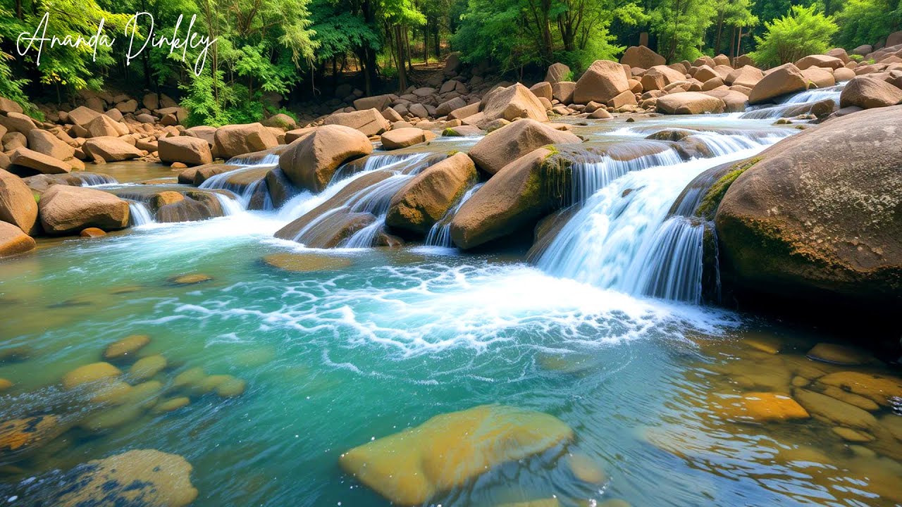 Soft River Flow and Evening Nature Sounds – Calming White Noise to ...
