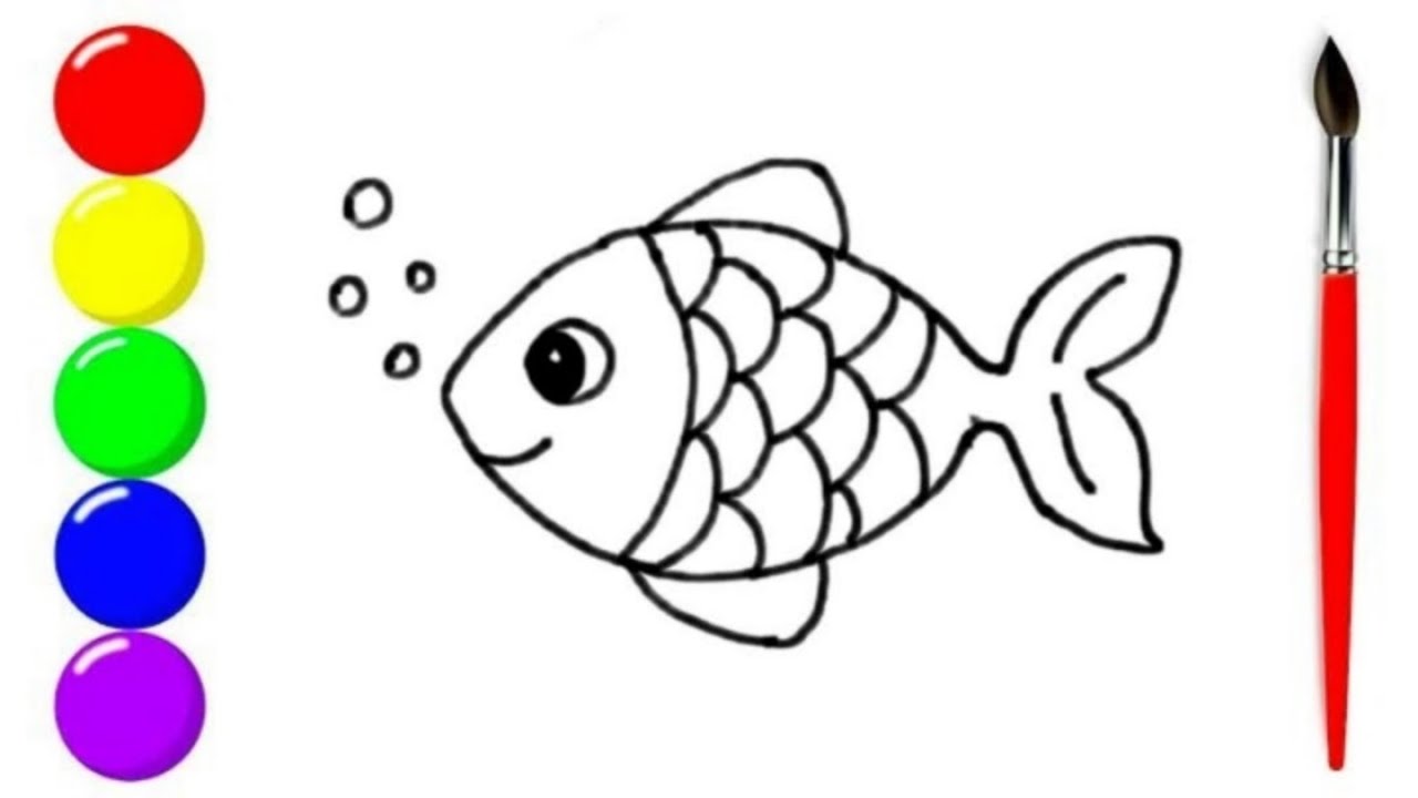 How to draw cute Fish for kids and Toddlers - YouTube