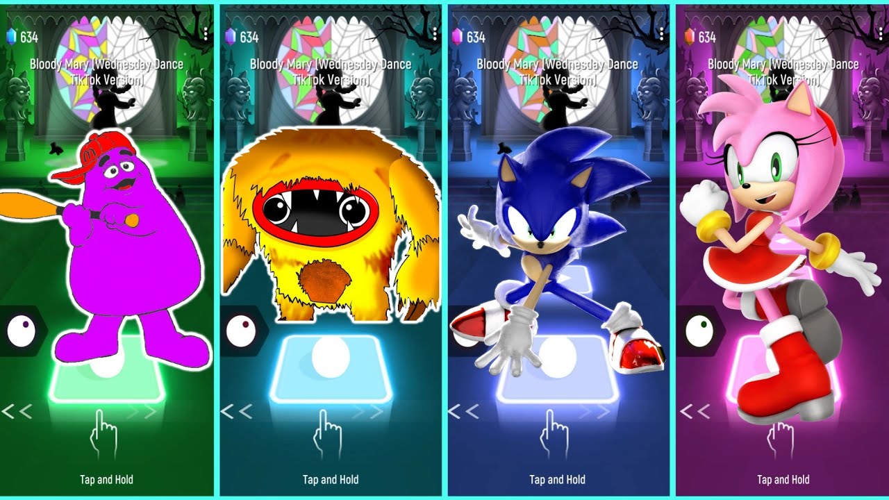 Grimace Shake VS Wooly Bully VS Sonic VS Amy Rose in Tiles Hop - YouTube