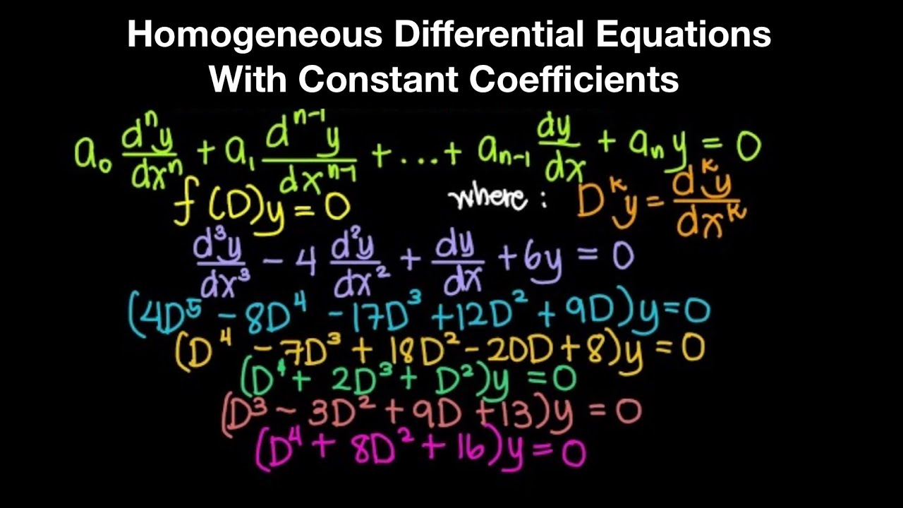 Homogeneous Differential Equations With Constant Coefficients Part 1 ...