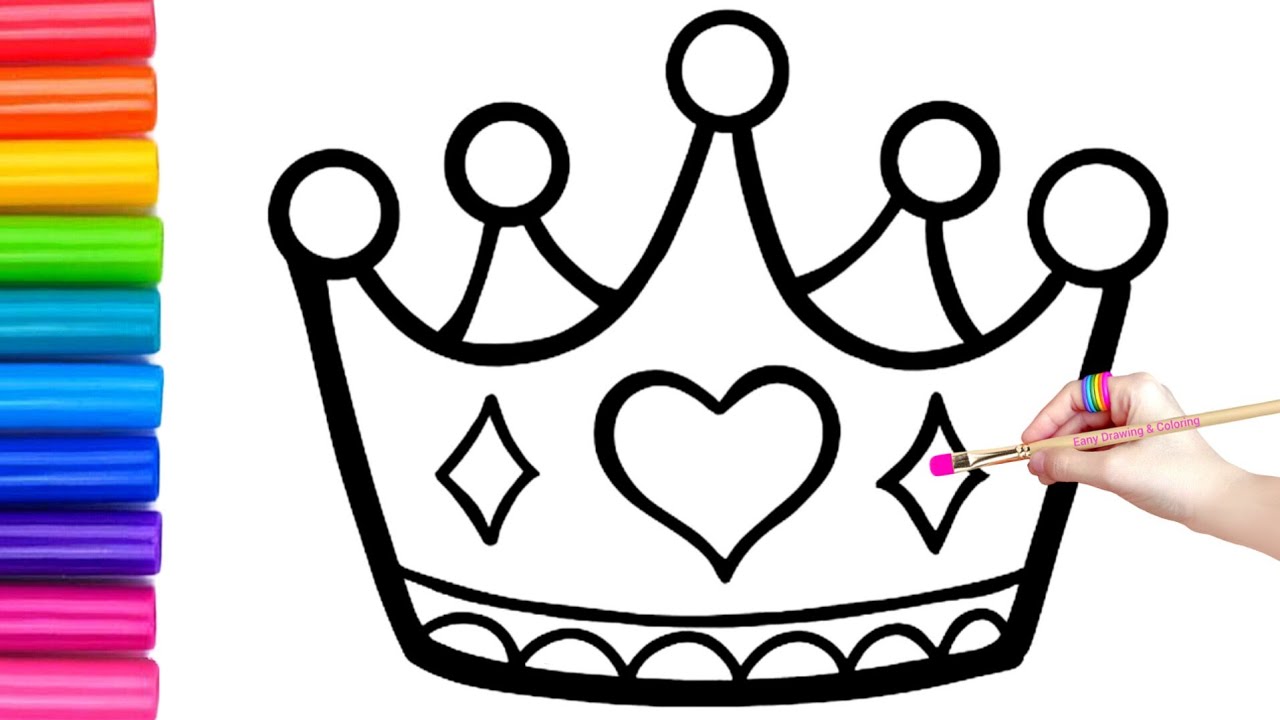 Beautiful Crown Drawing,Painting and Coloring for Kids & Toddlers|How ...
