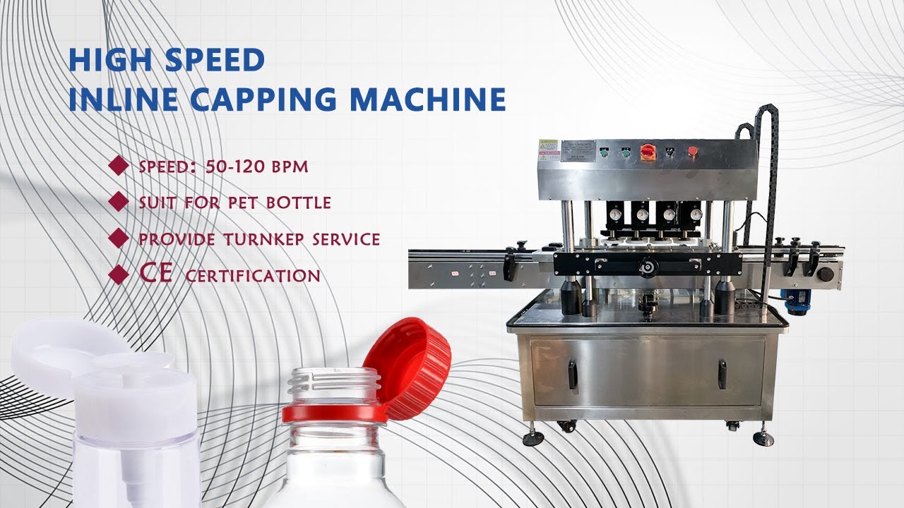 Inline High Speed Capping Machine, 6 wheels plastic bottle capper - HONE Machinery - YouTube