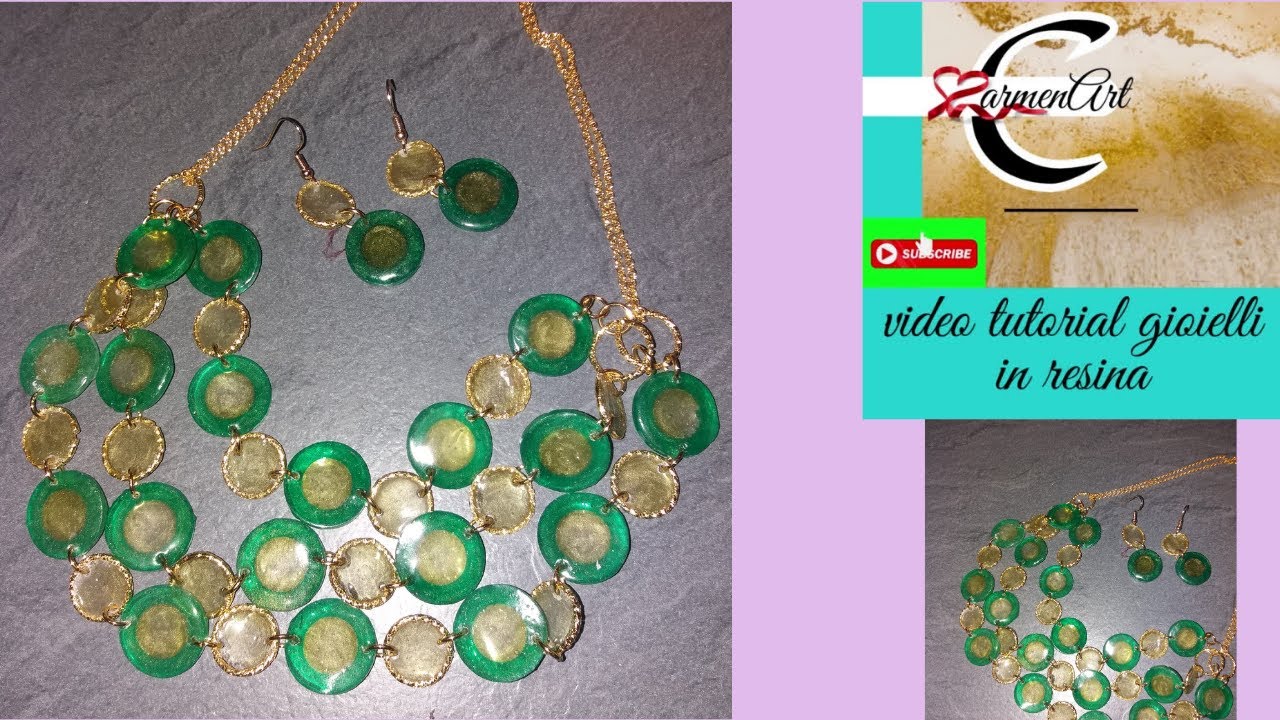 tutorial resina uv di collana multifilo con orecchini multi-strand necklace with uv resin ...