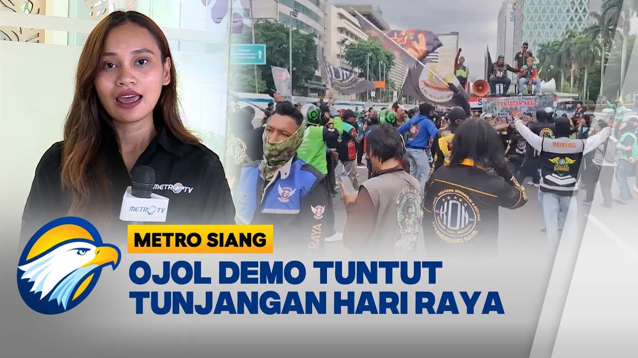 Ojol Demo, Tuntut Tunjangan Hari Raya [Metro Siang] - YouTube
