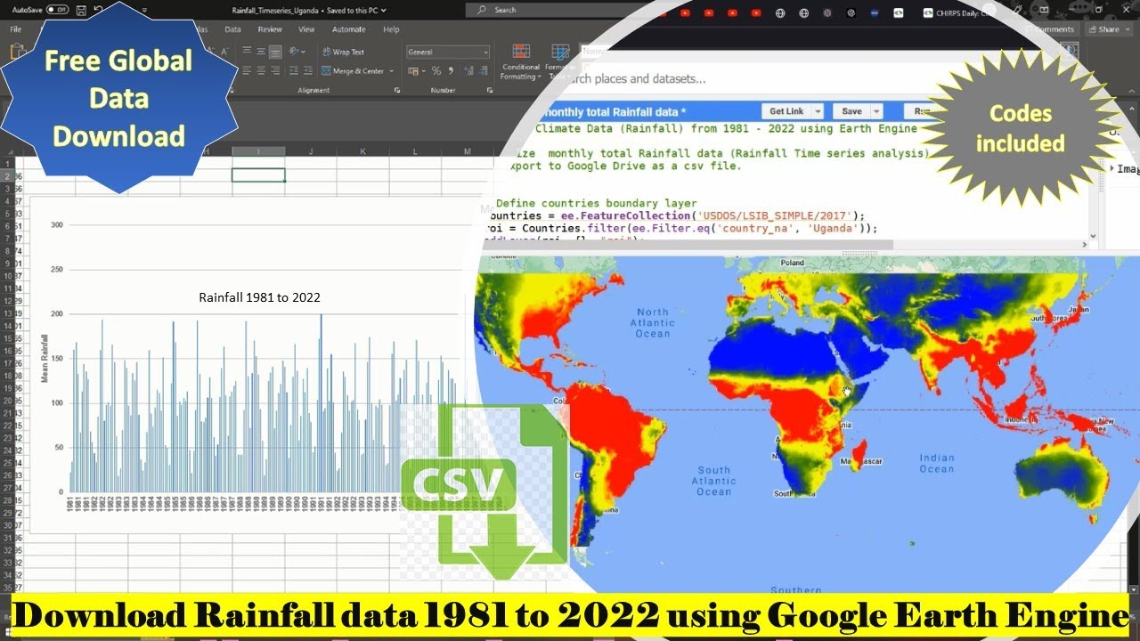 Download Rainfall Data from 1981 to 2022 using Earth Engine - YouTube