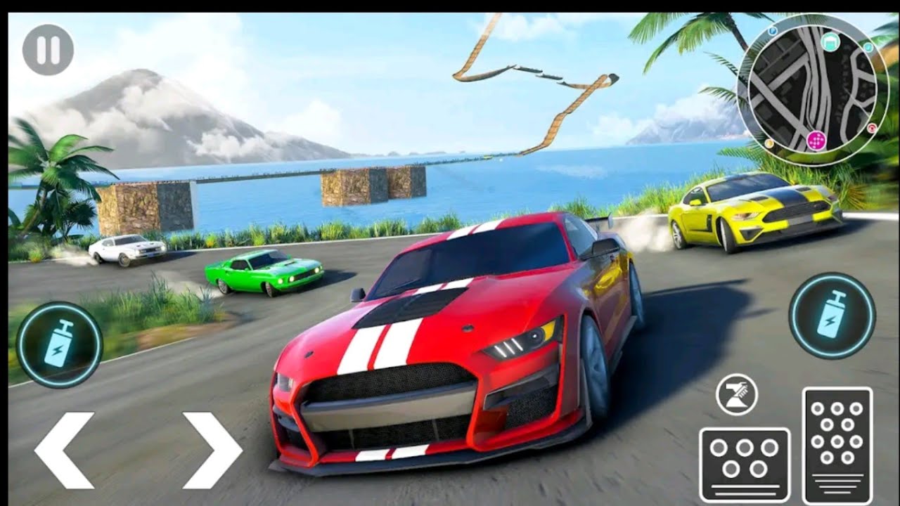 Muscle car stunts 3d - super hero car stunt driving on mega Ramps - YouTube