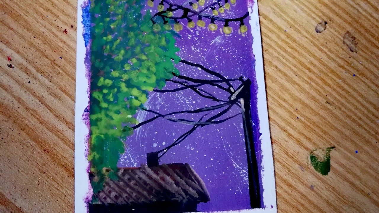 easy night scene painting 🌀 - YouTube
