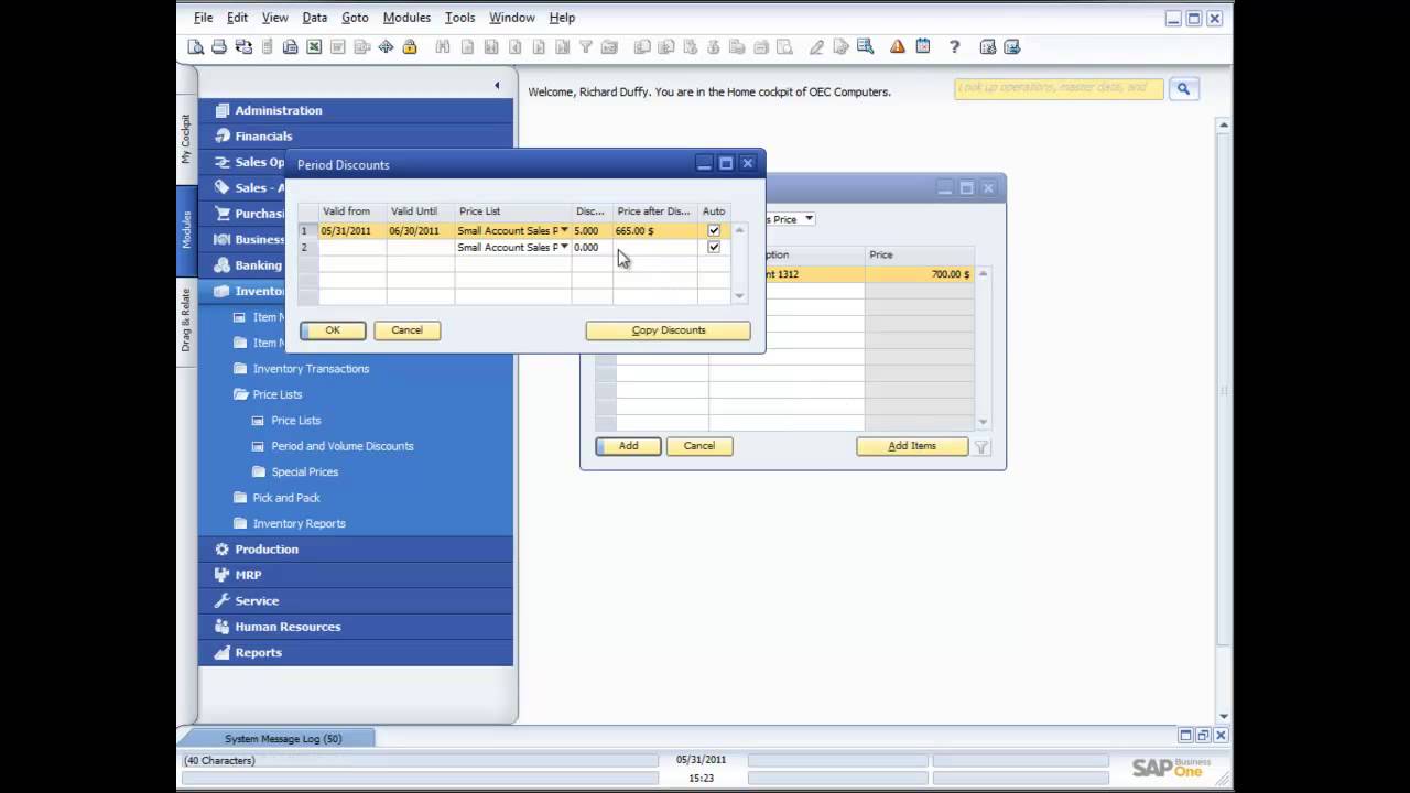 SAP Business One Inventory Demo - YouTube
