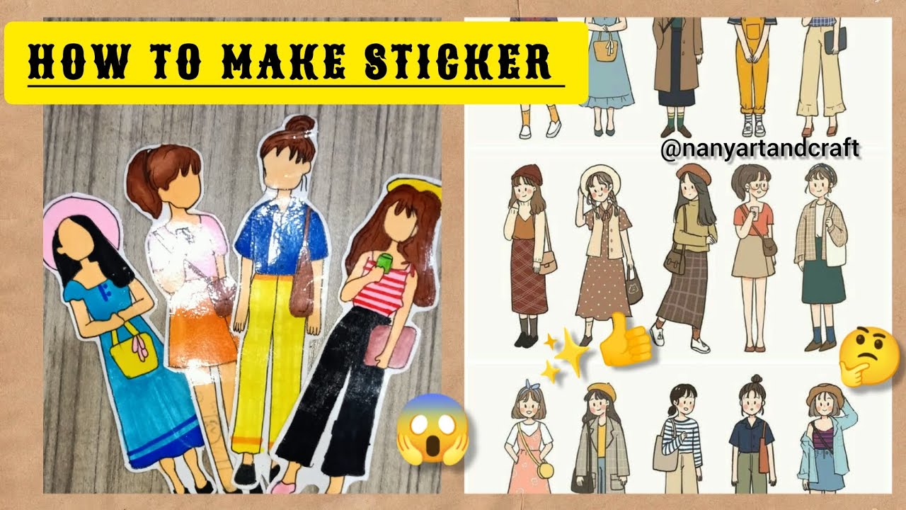 how to make girl sticker for journal ️ easy to way 😱 ...