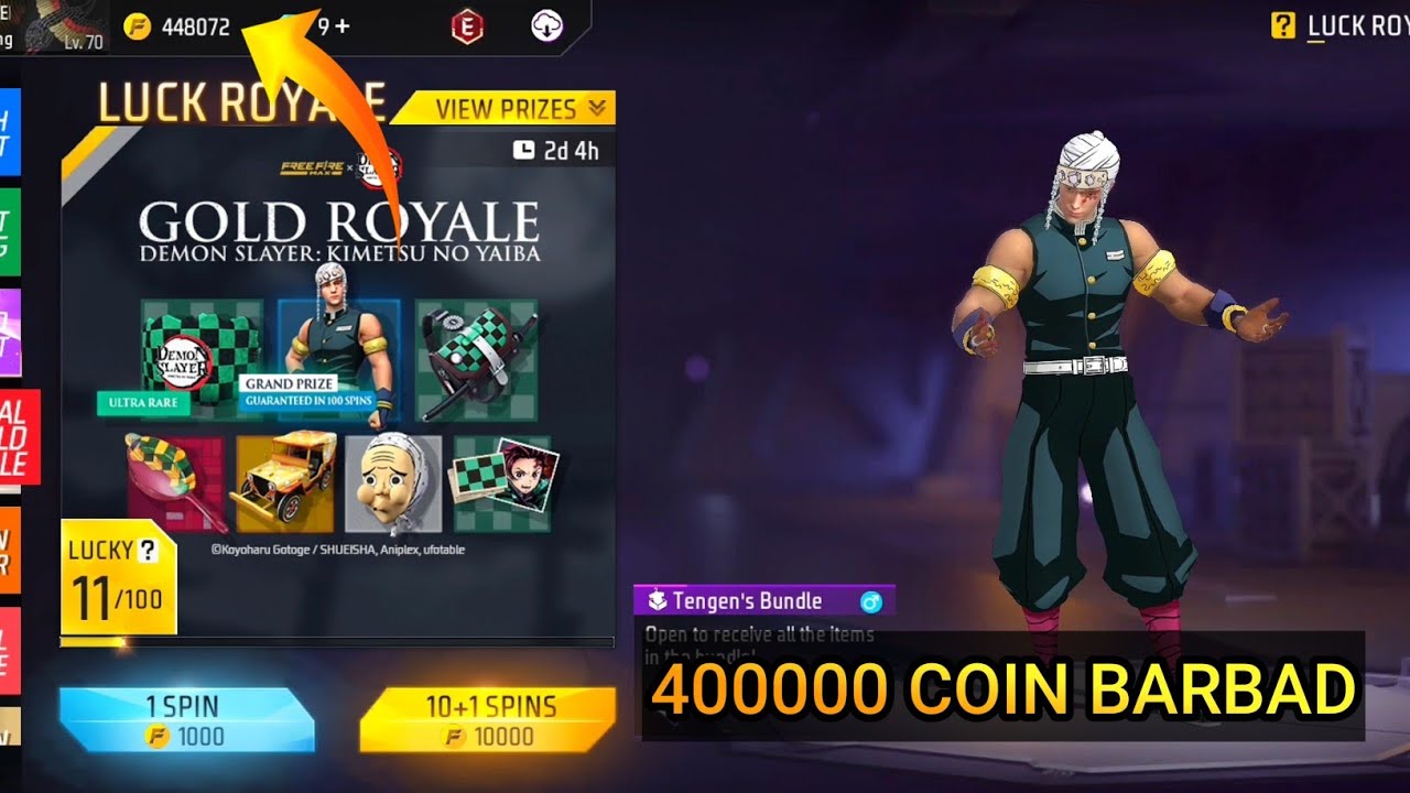 free fire new bundle unlock || GOLD ROYALE DEMON SLAYER: KIMETSU NO ...