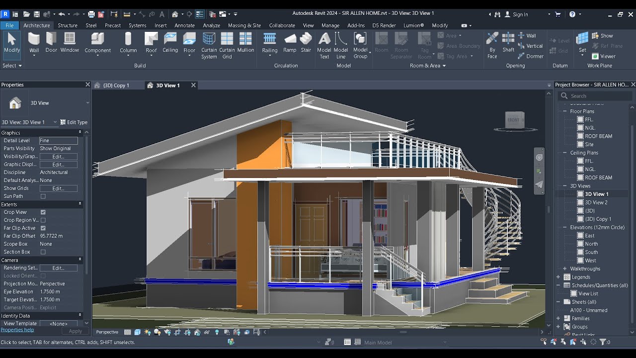 HOW TO MAKE 3 BEDROOM BUNGALOW HOUSE IN REVIT - YouTube
