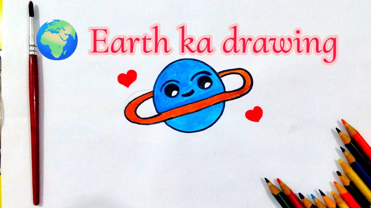 How To Draw Easy Earth 🌎🌎 || Step By Step Earth Drawing || पृथ्वी का ...