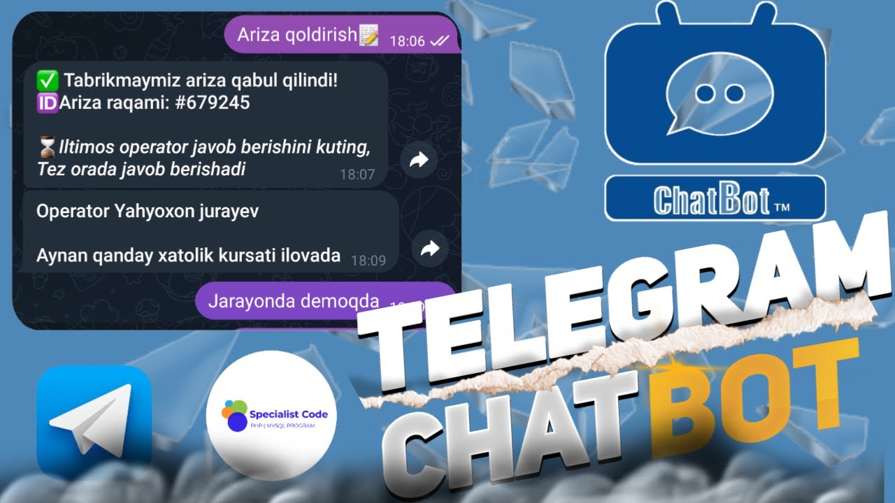 BIZNES UCHUN CHAT BOT #biznes #bot #telegram #chat #operator #uzbekistan #php #uzcard #humo ...