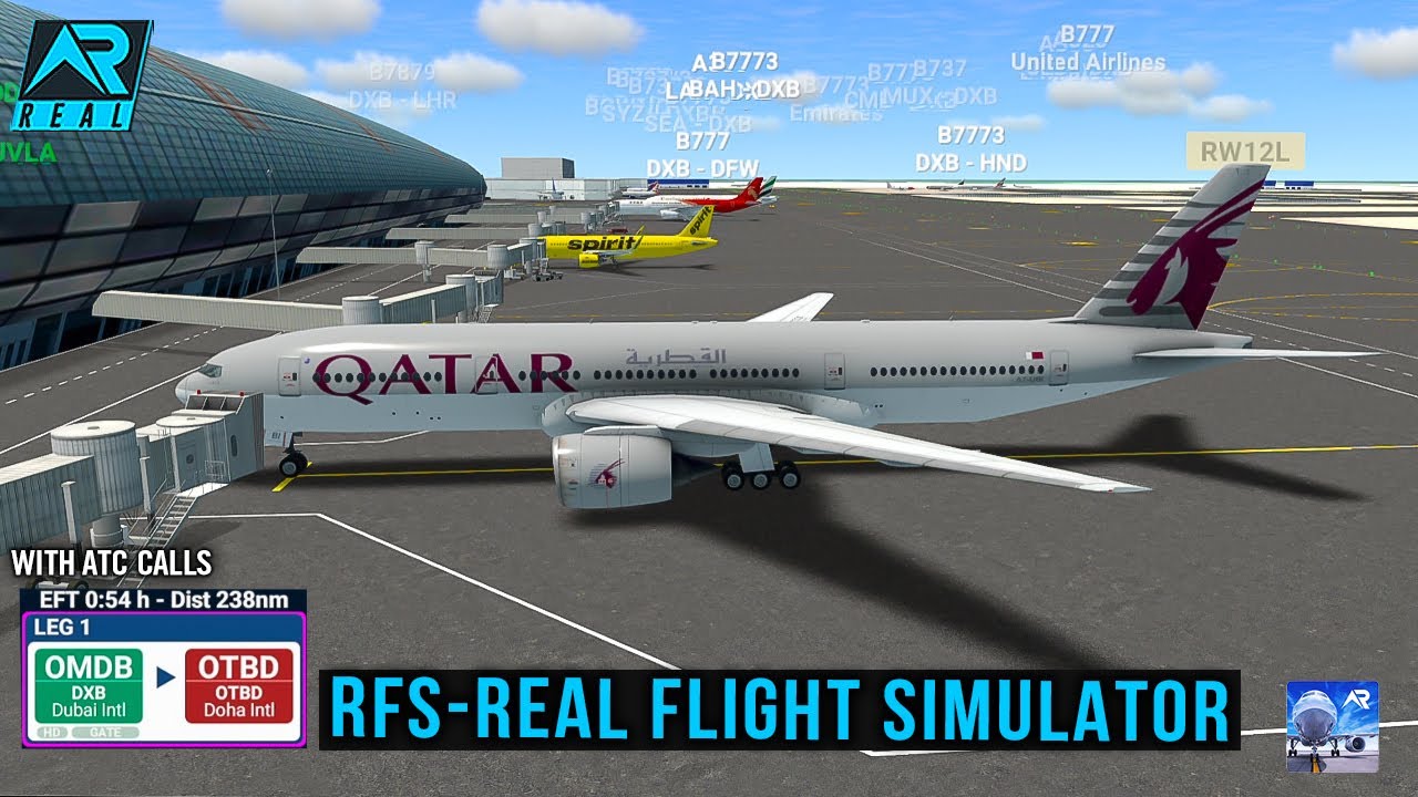 RFS - Real Flight Simulator -Dubai to Doha||Full Flight|Boeing777-200 ...