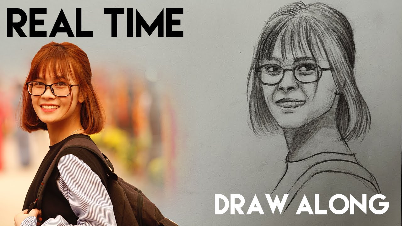 REAL TIME Portrait Drawing | Full Process Step by Step - YouTube