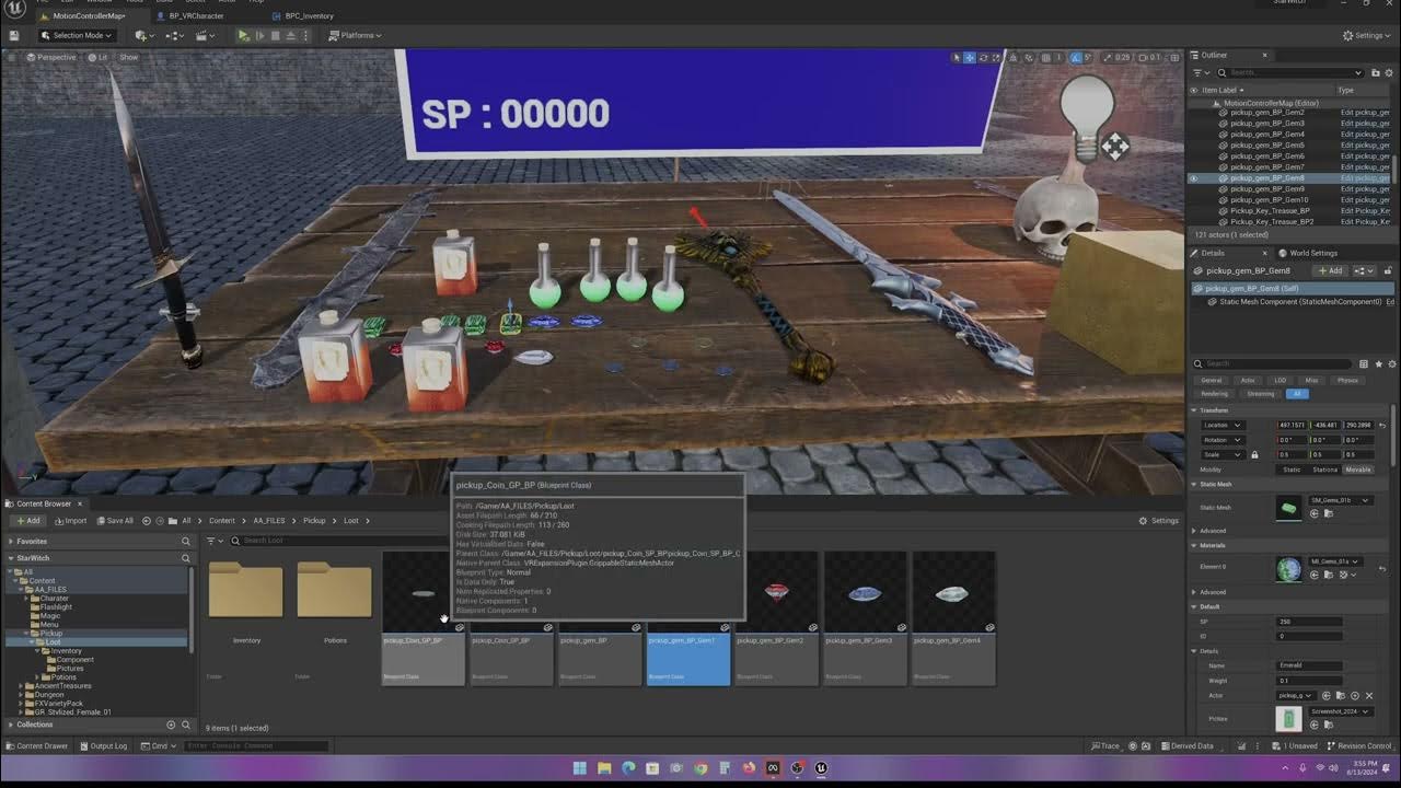How to make a VR game using Unreal Engine 5 with VRE plugin Part 33: Skyrim Inventory data setup ...