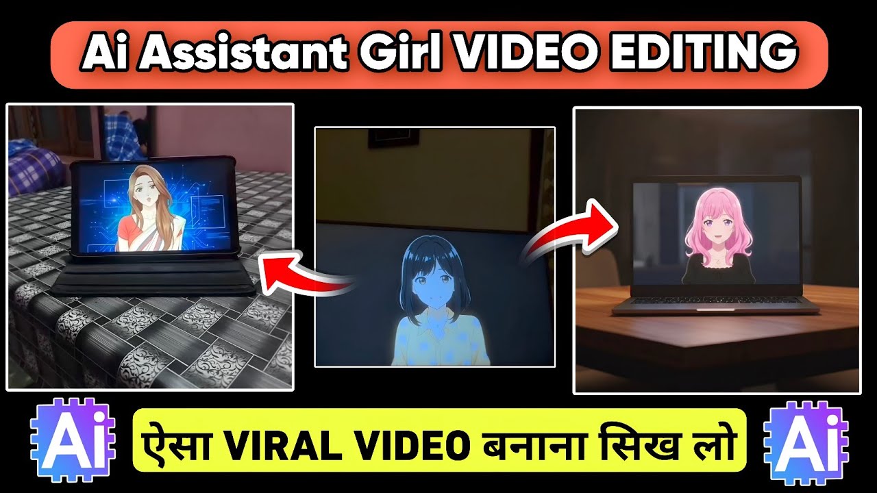 Ai Girl Assistant Laptop Ai Video Editing | Sara Ai Girl Video Editing ...
