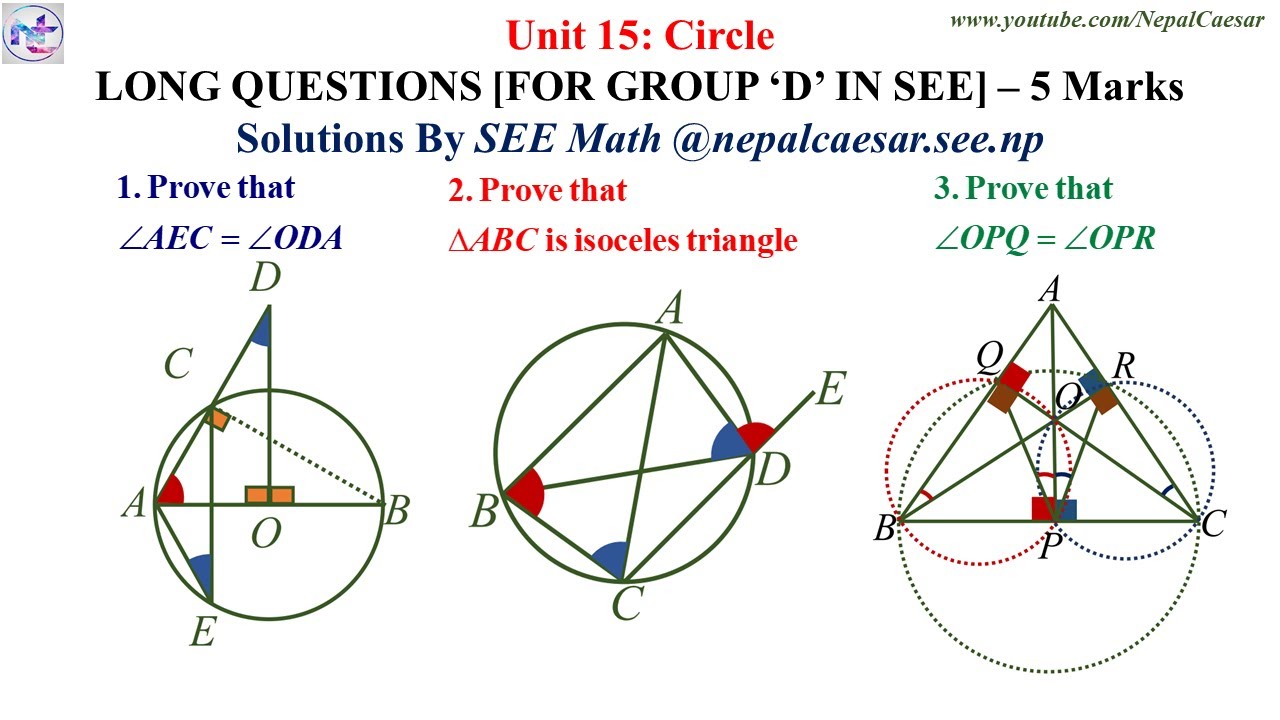SEE Mathematics Unit 15: Circle| Long Questions SEE Solutions 2076 Part ...