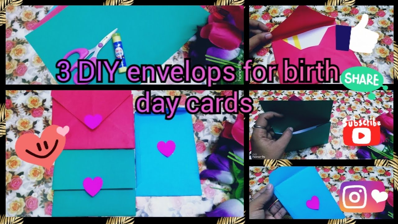 3 DIY envelops for birthday cards | paper crafts | birthday envelops ...