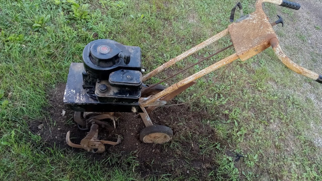 Old power kraft tiller part two, briggs and Stratton pulse jet ...