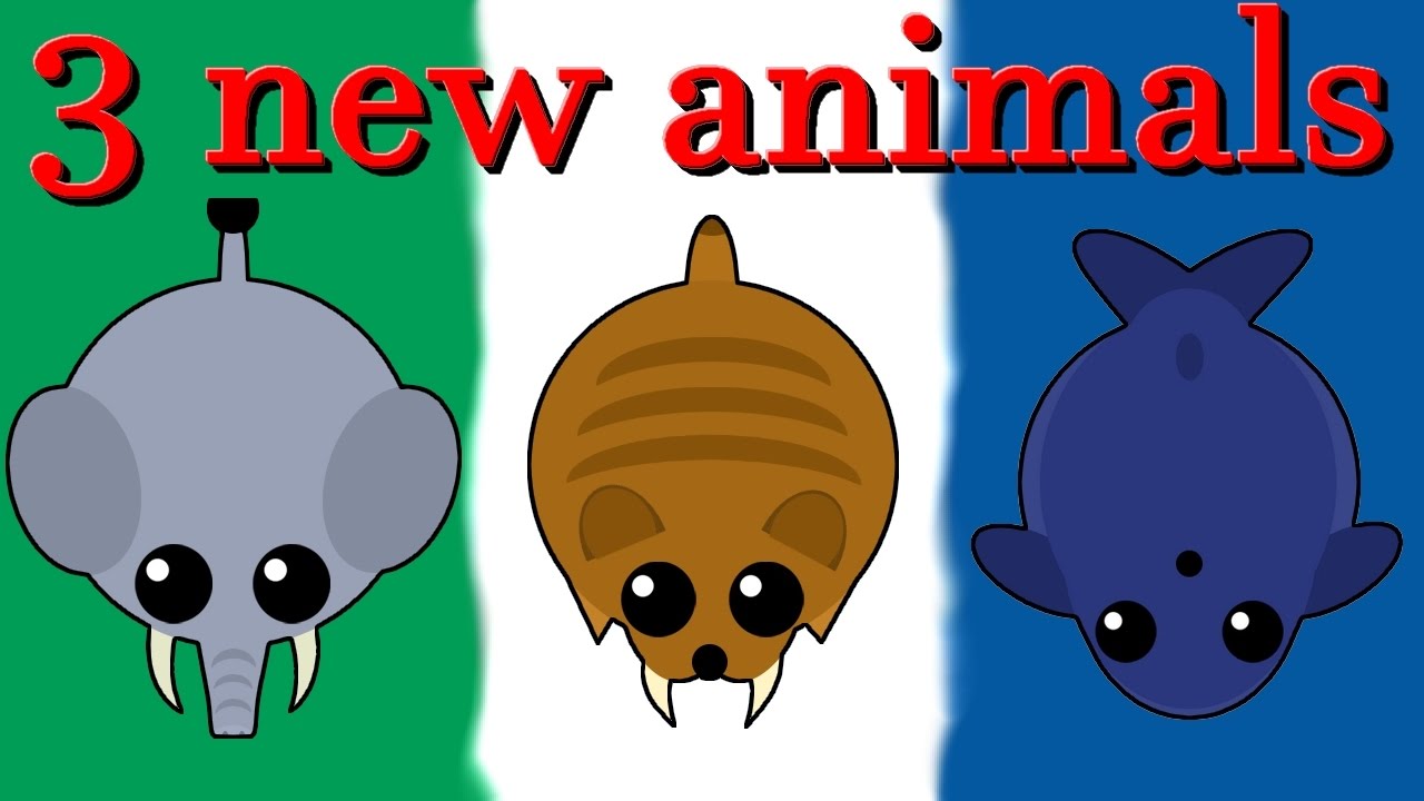 Mope.io all animals || 3 new animals || Elephant, Blue Whale ...