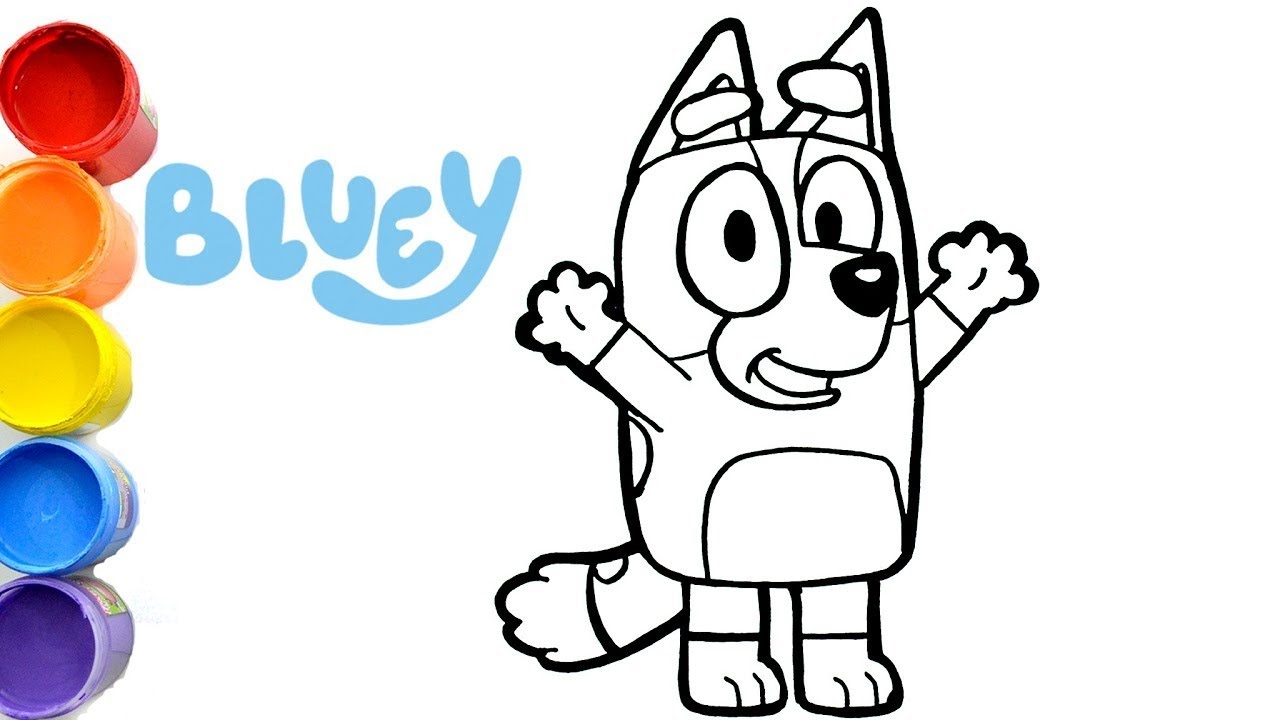 how to draw Bluey l Bluey drawing l colorful 💚💜 drawing l drawing for ...