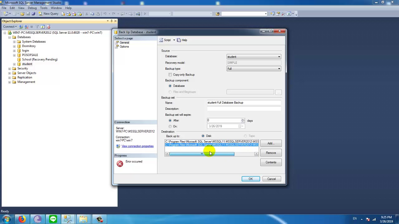 วิธี Backup Restore ฐานข้อมูล Sql Server Management Studio - YouTube