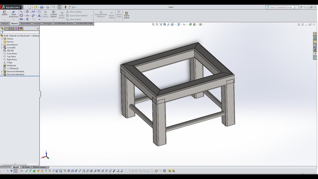 Fazendo uma estrutura tubular simples da maneira correta no Solidworks ...